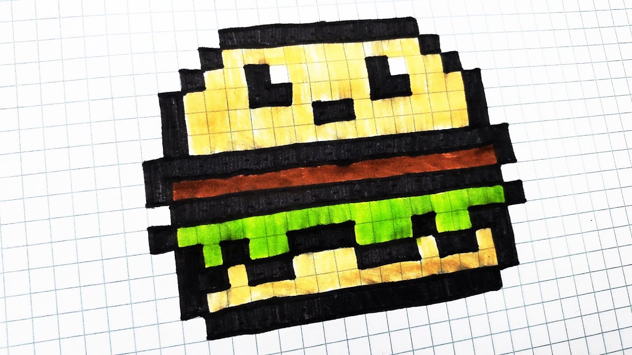 How to Draw Hamburger - Drawing Cute Hamburger - Handmade Pixel Art ...