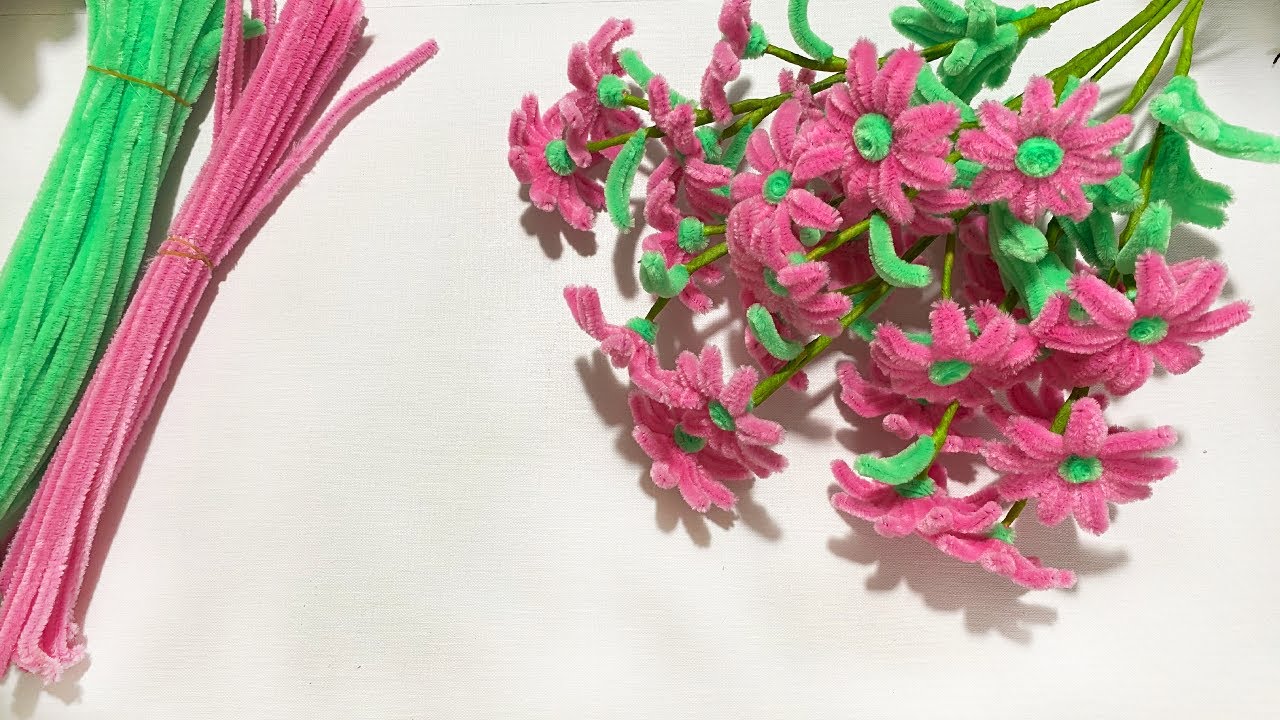 How To Make Easy Flower From Pipe Cleaner - Daisy flower Craft Tutorial ...