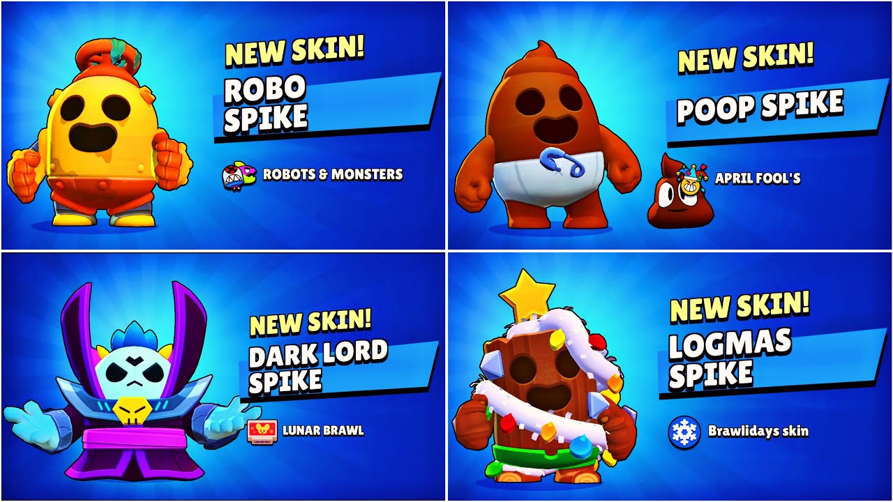 SPIKE ALL SKINS UNLOCK ANIMATIONS | Brawlstars - YouTube