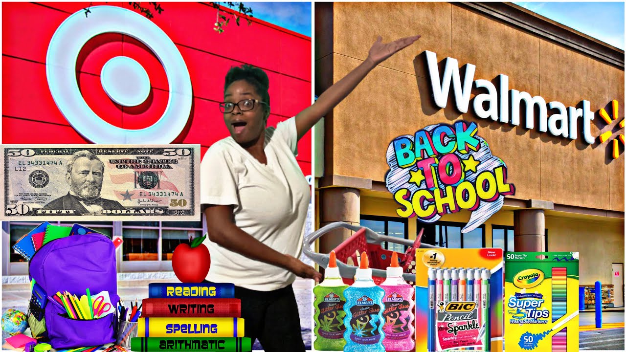 BACK TO SCHOOL SHOPPING 2024| $50 BUDGET TARGET VS WALMART | MOM OF 3 ...