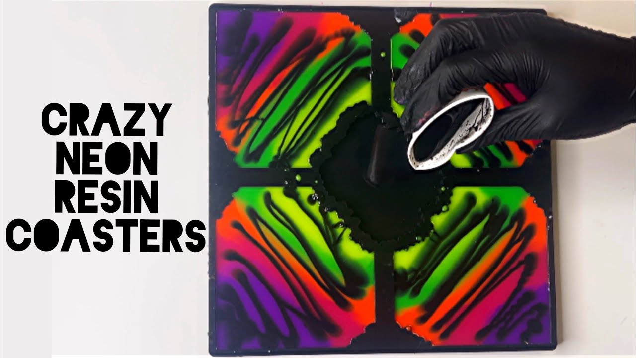 Crazy Neon Resin Coasters: Beginner Friendly. - YouTube