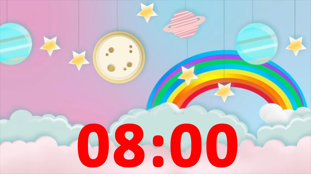 8 Minute Countdown Timer Rainbow 🌈 for Kids with Alarm ⏰ and Fun Music ...
