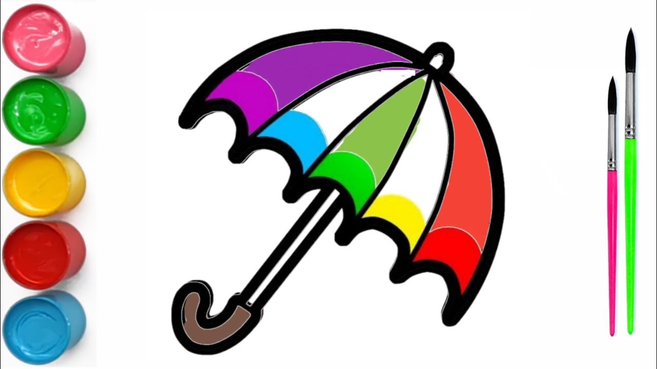Drawing and Coloring Rainbow Umbrella| How to Draw an Umbrella| Colours ...