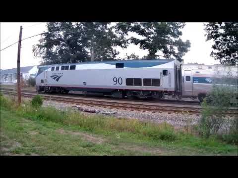 Amtrak Downeaster NPCU #90220 with 5 cars and Amtrak P42DC #90 - YouTube