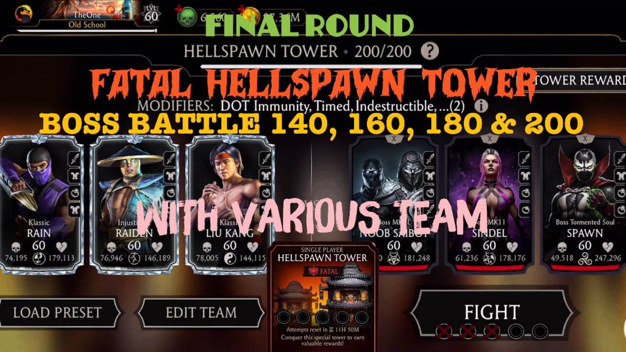 Round 5| Fatal Hellspawn Tower Boss Battle 200, 180, 160 & 140+Rewards| With Various Teams - YouTube