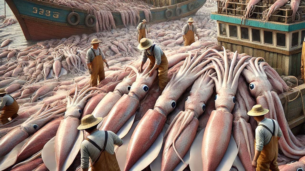 American fishermen catch and process millions of squid and tuna-squid ...