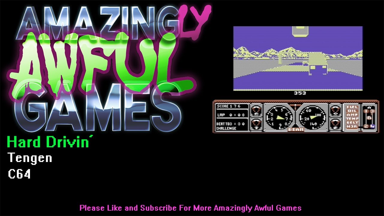 Hard Drivin C64 - Awful Games - YouTube