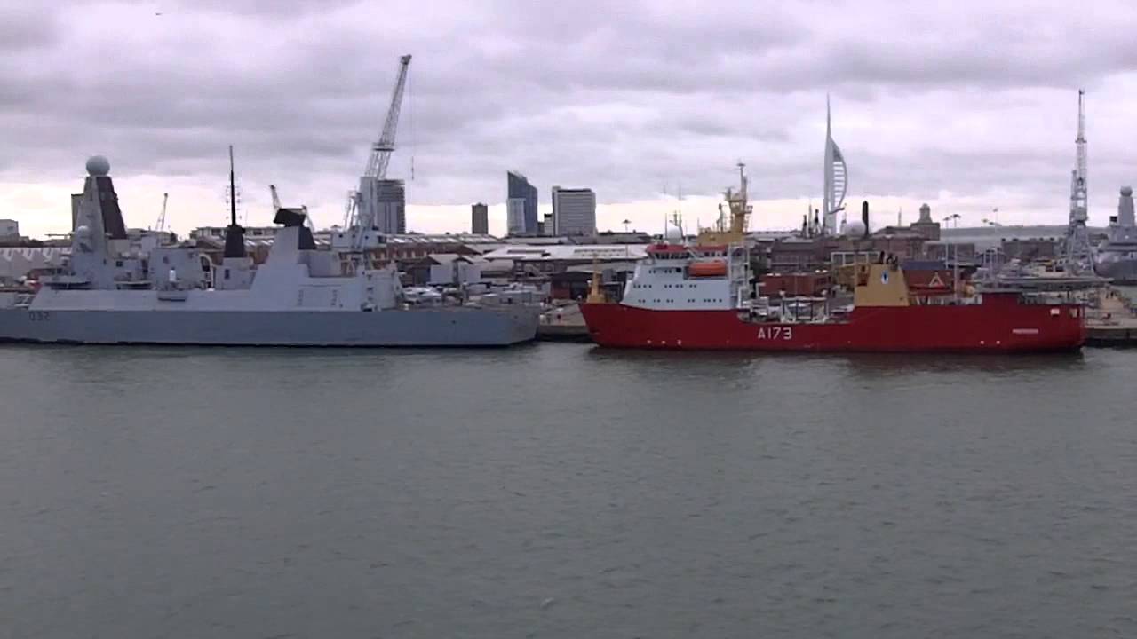 HM Naval Base, Portsmouth - from the sea - YouTube