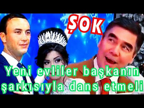 ACİL.Türkmenistan.Cumhurbaşkanıyla Dans Türkmenistan'da yeni evliler, Cumhurbaşkanı'nın şarkısıyla i