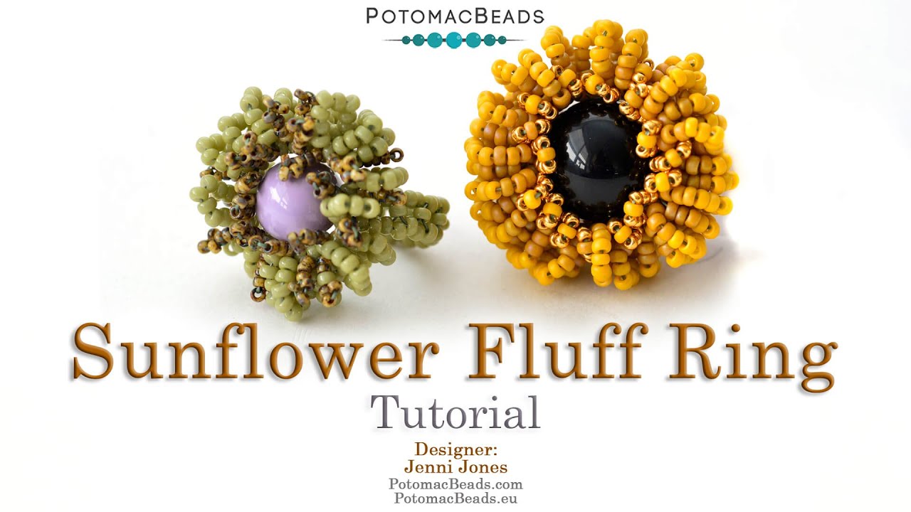 Sunflower Fluff Ring - DIY Jewelry Making Tutorial by PotomacBeads - YouTube
