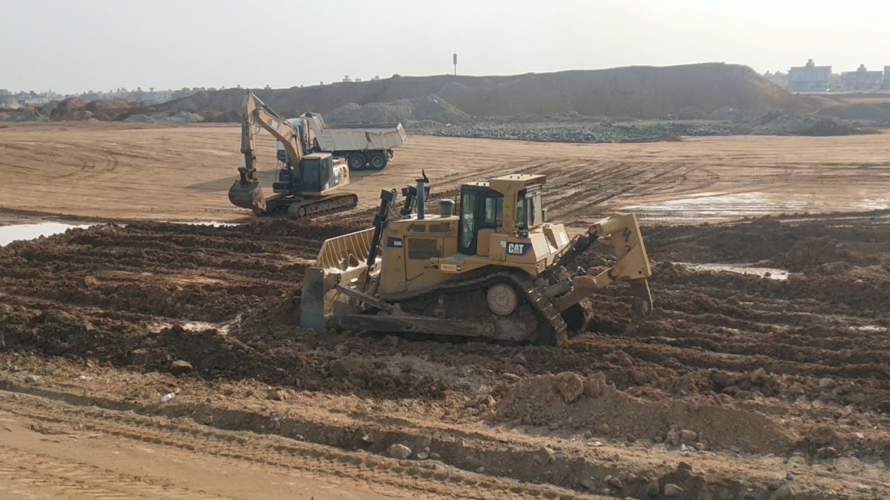 Grader, Bulldozer, Excavator Work Together. - YouTube