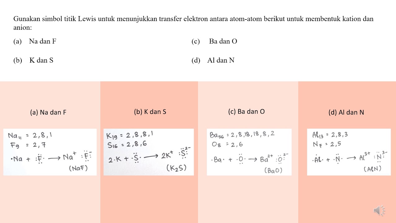 9 17 simbol titik Lewis untuk menunjukkan transfer elektron - YouTube