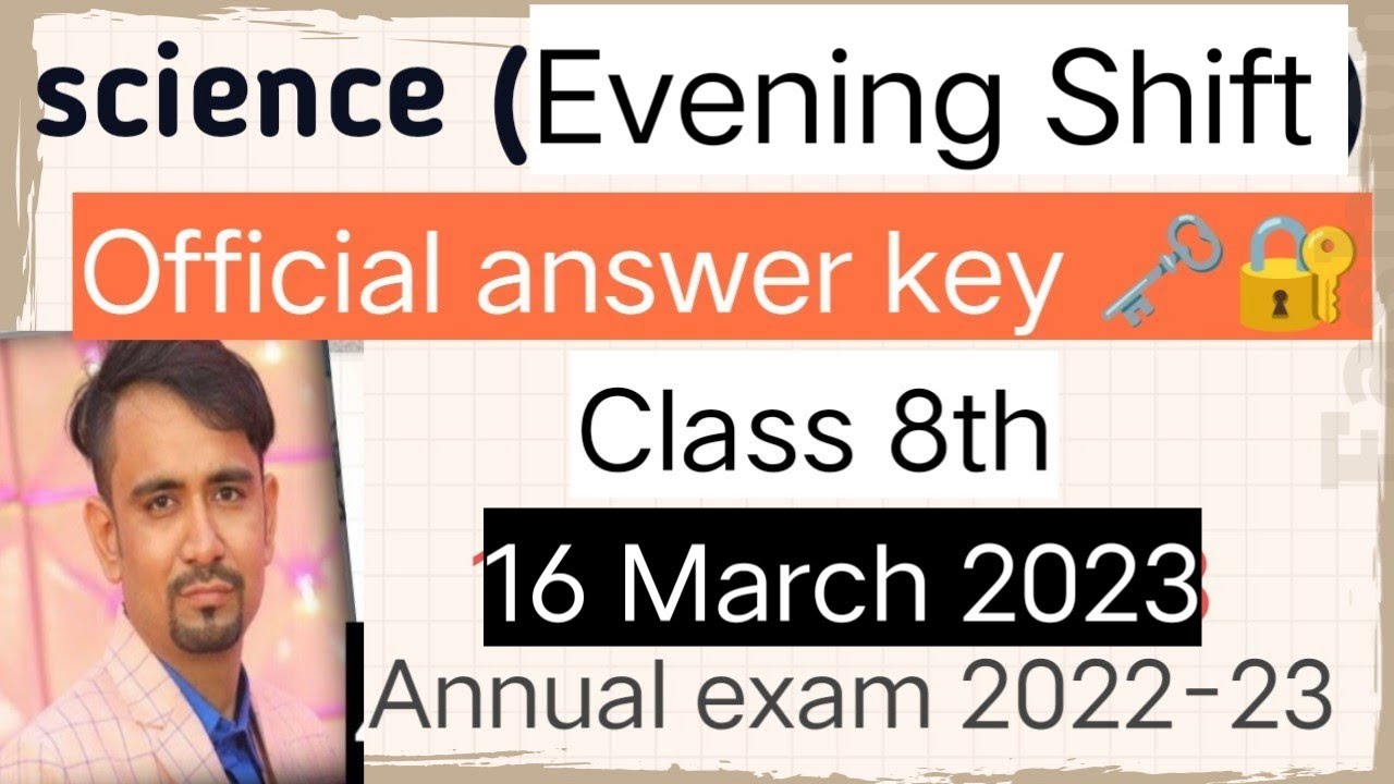 class 8 science answer key 2023 (evening shift) - YouTube