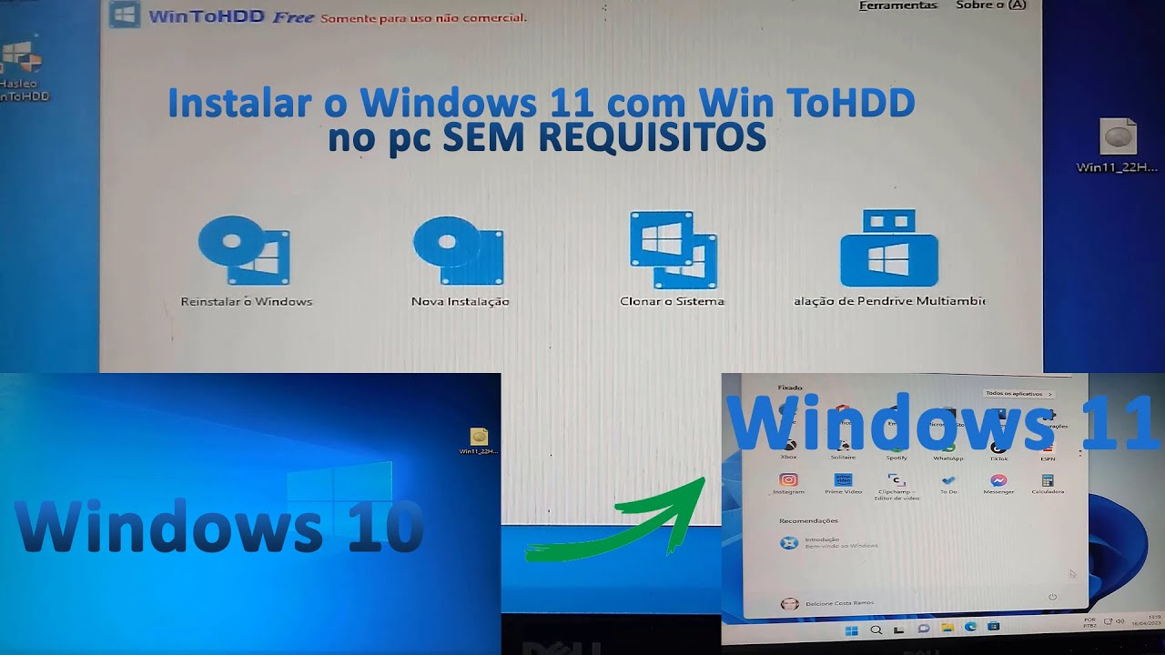INSTALAR O WINDOWS 11 EM QUALQUER PC com WinToHDD - YouTube