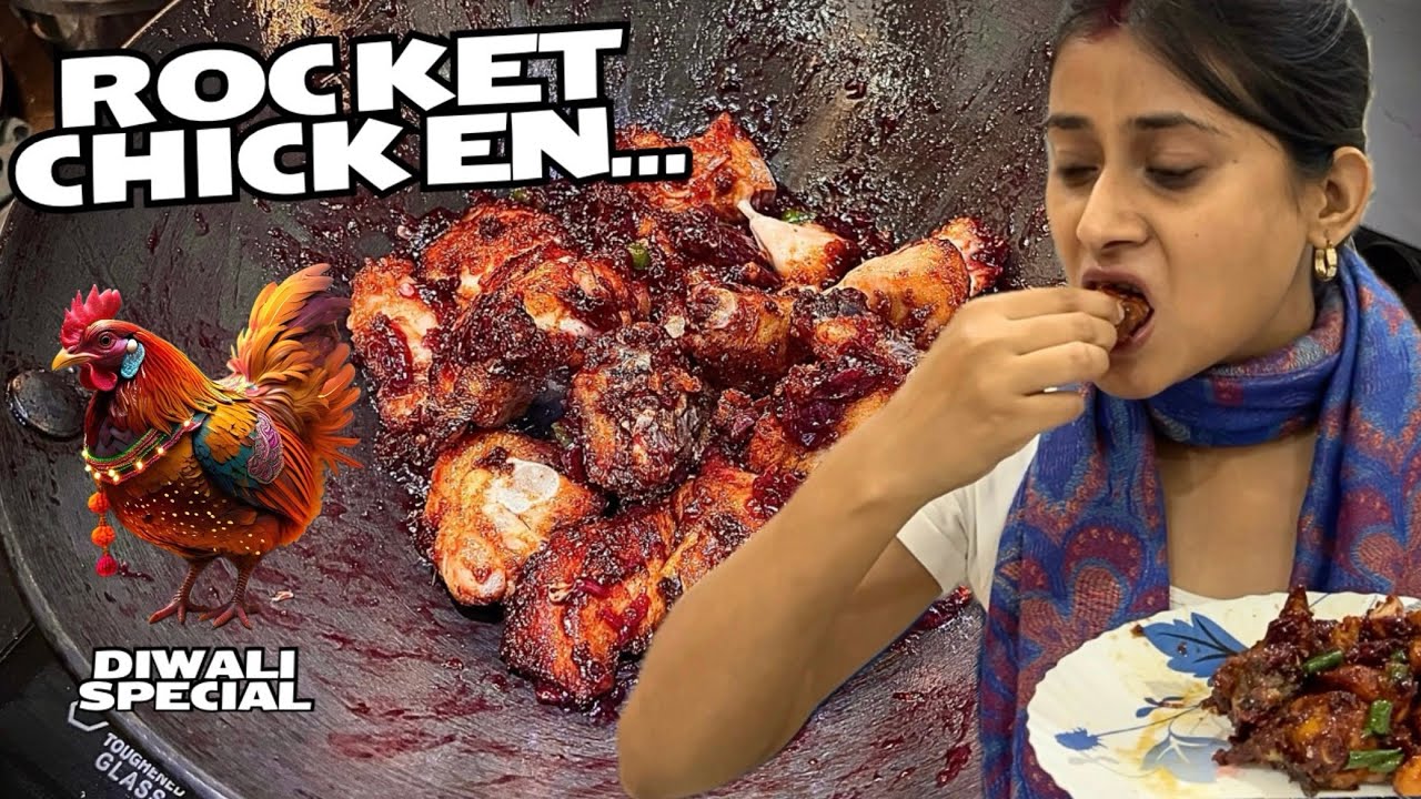 Rocket Chicken’or Logot Diwali Dhamaka | Fried Chicken 🍗with Black ...