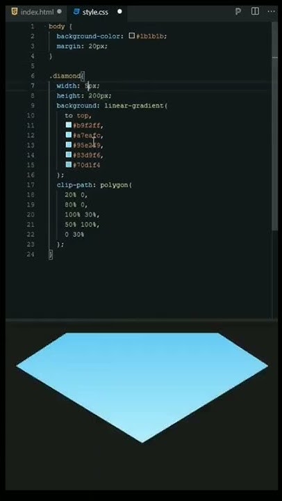 How to create Diamond shape in CSS & HTML 💎💎💎 #shorts #lazyfingers - YouTube