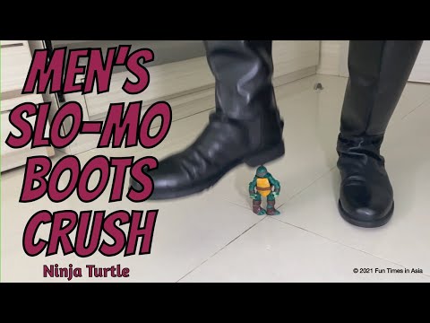 Slow Motion Men's Riding Boots crush of Ninja Turtle - ASMR