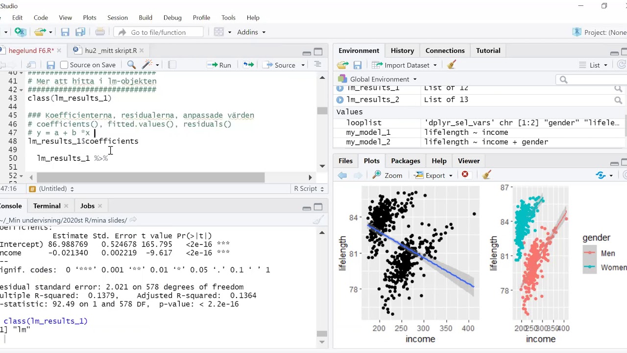 R 6_1. Regressioner i R: lm() med vänner - YouTube