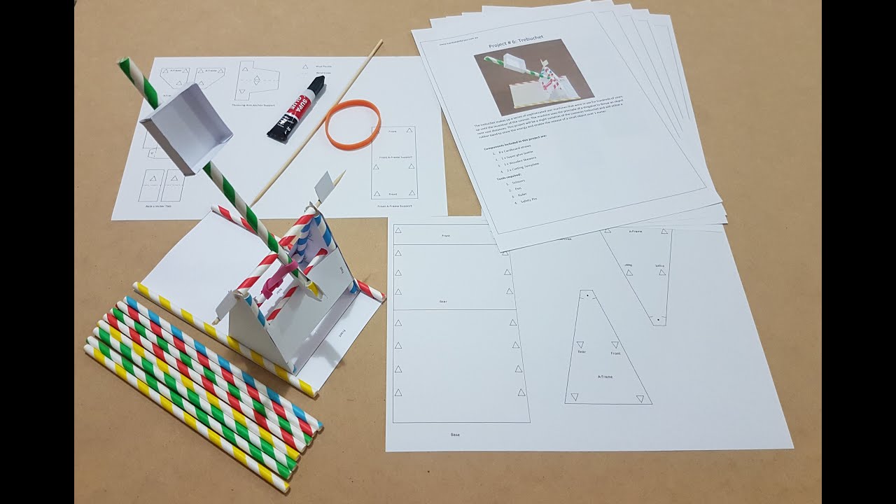 DIY Trebuchet from Straws and Cardboard - YouTube