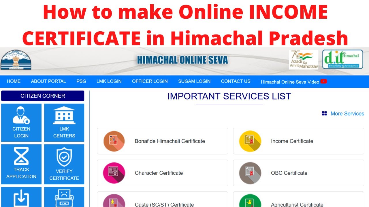 How to Make Online INCOME CERTIFICATE in Himachal Pradesh | आय प्रमाण ...