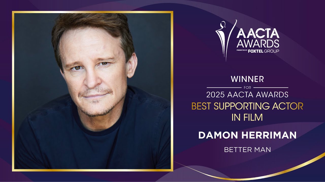 Henry Cavill presents Damon Herriman the AACTA Award for Best ...