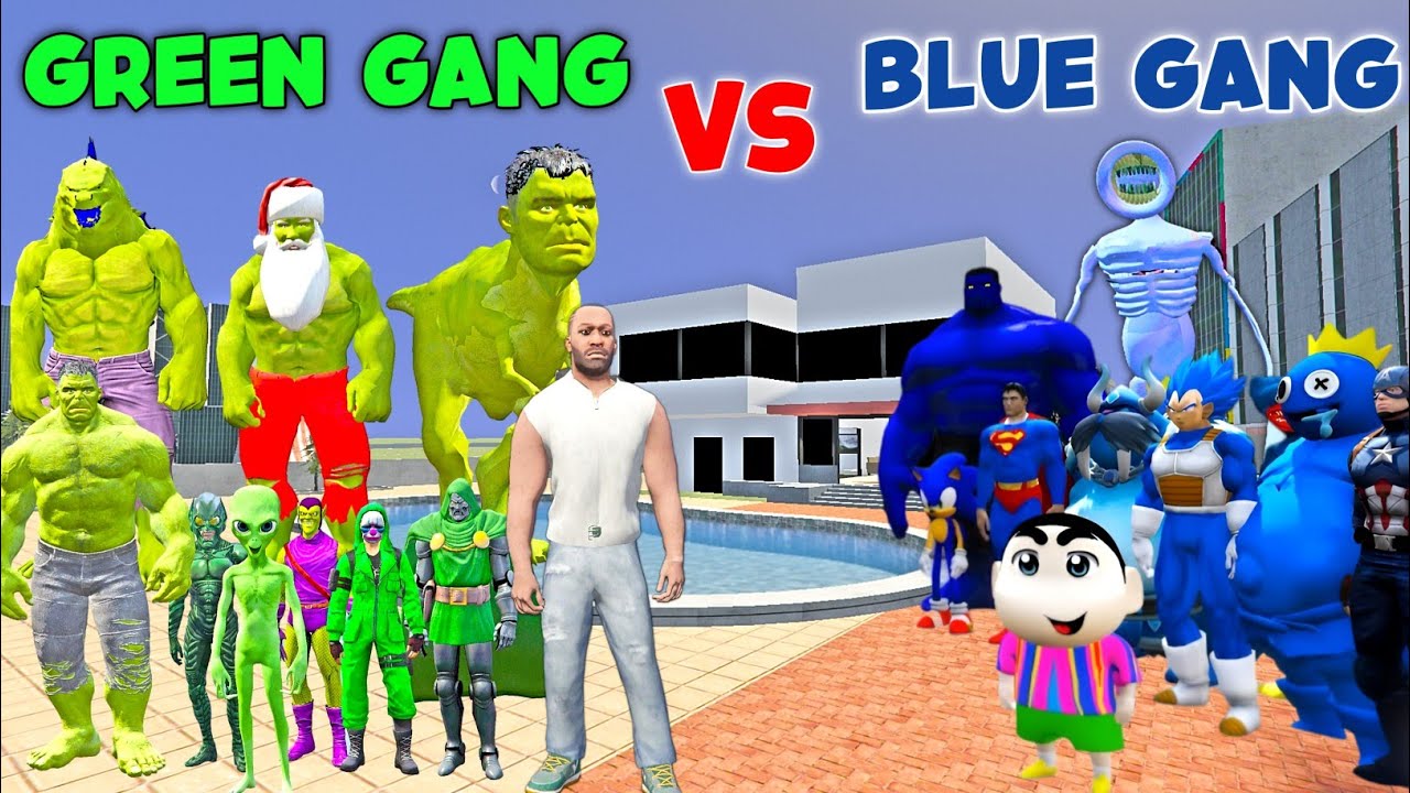 GREEN GANG VS BLUE GANG IN INDIAN BIKES DRIVING 3D - YouTube