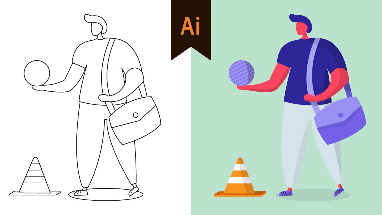 Flat Character Illustration - Design Workflow in Illustrator (Tutorial ...