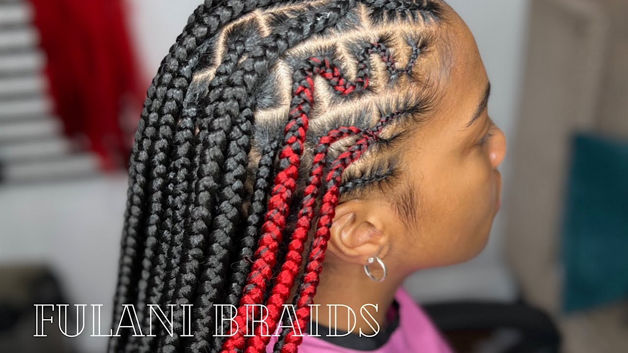 FULANI BRAIDS w/ a touch of color - YouTube