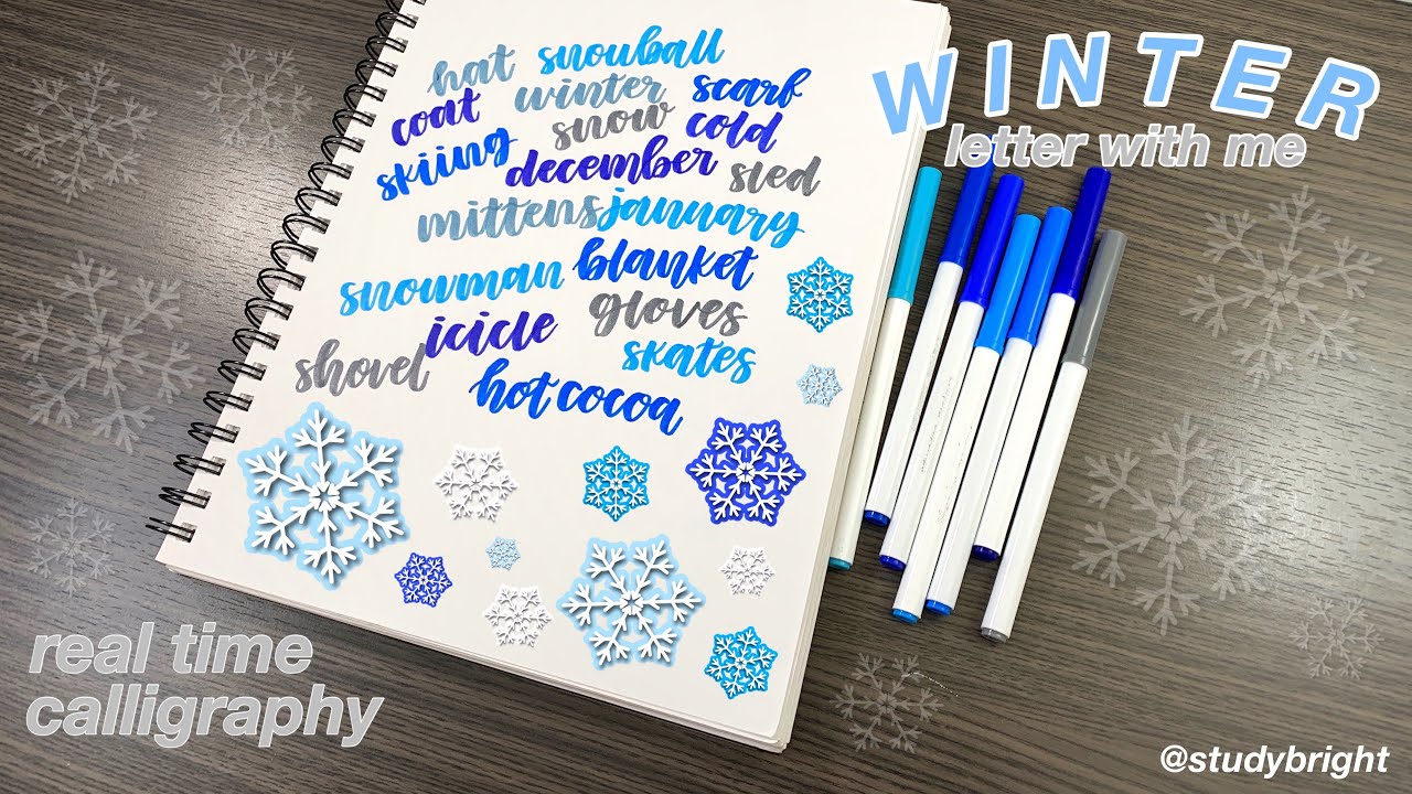 winter letter with me: real time calligraphy | studybright - YouTube