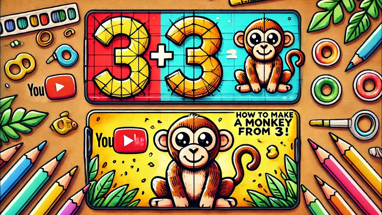 How to Turn Number 3 into a Monkey Drawing | Easy Step-by-Step Tutorial ...
