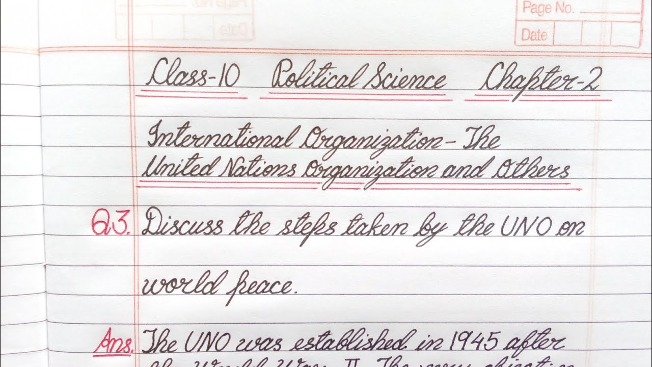 Discuss the steps taken by the UNO on world peace. / Class 10 ...