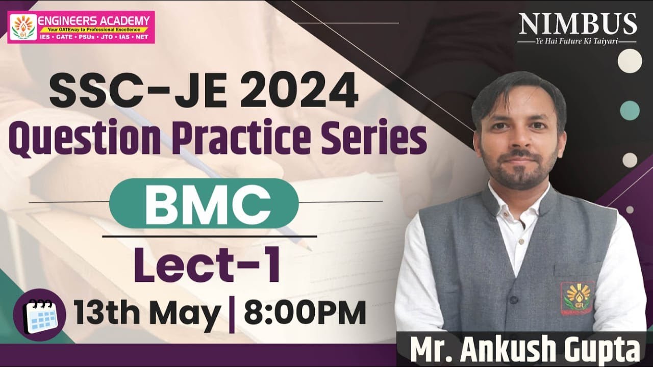 SSC JE 2024 | BMC Lect-1 | Questions Practice Series - 🔴 Free Online Live Classes | Civil Engg ...