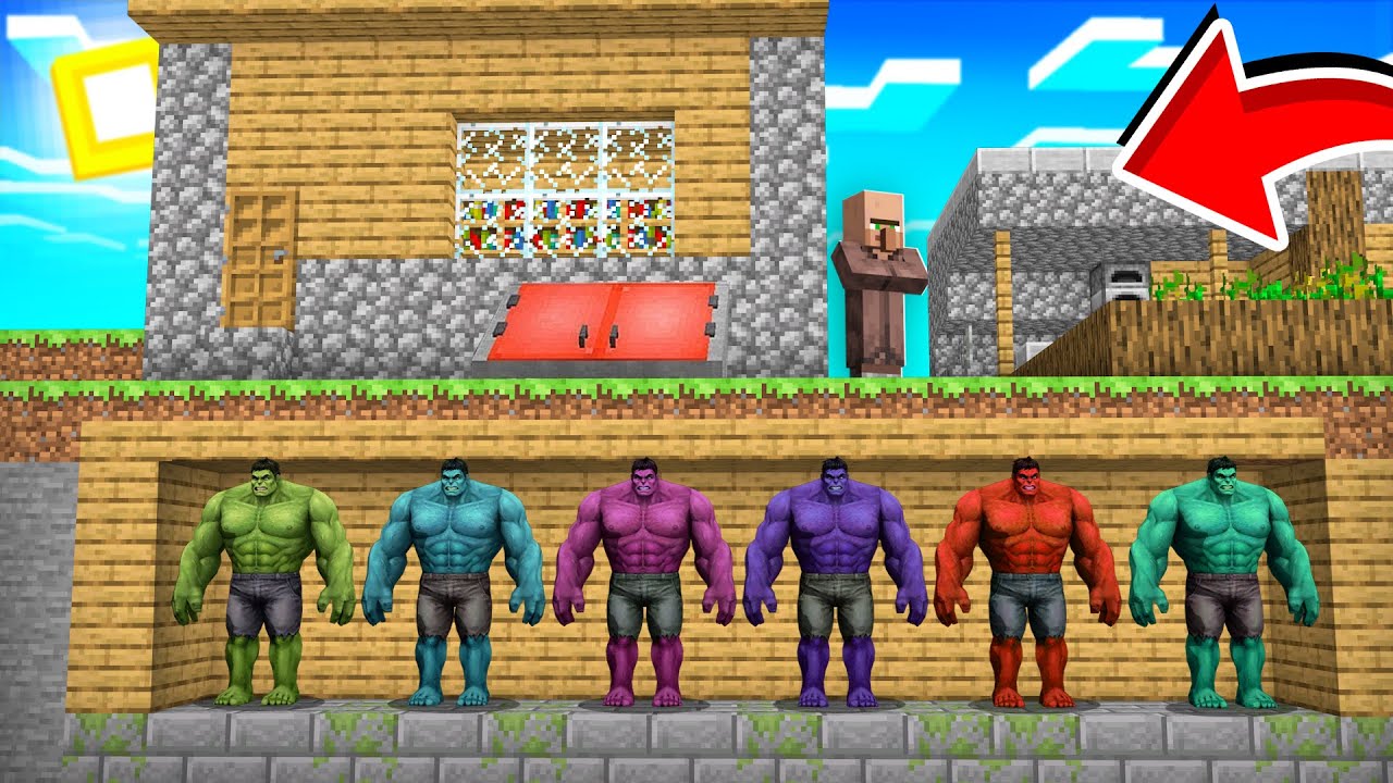 VILLAGER HIDE ALL HULKS UNDER HIS HOUSE in Minecraft! - SUPERHEROES ...