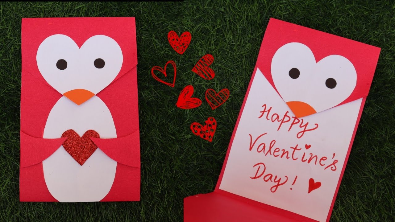 Penguin Card/Valentine's Day Card making/Valentine Day Card ideas # ...