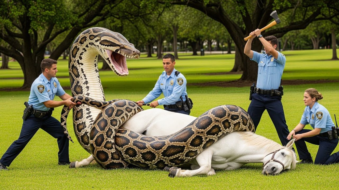 Animal Rescue: Mother Horse Attacked by Burmese Python, Foal calls for RESCUE - YouTube