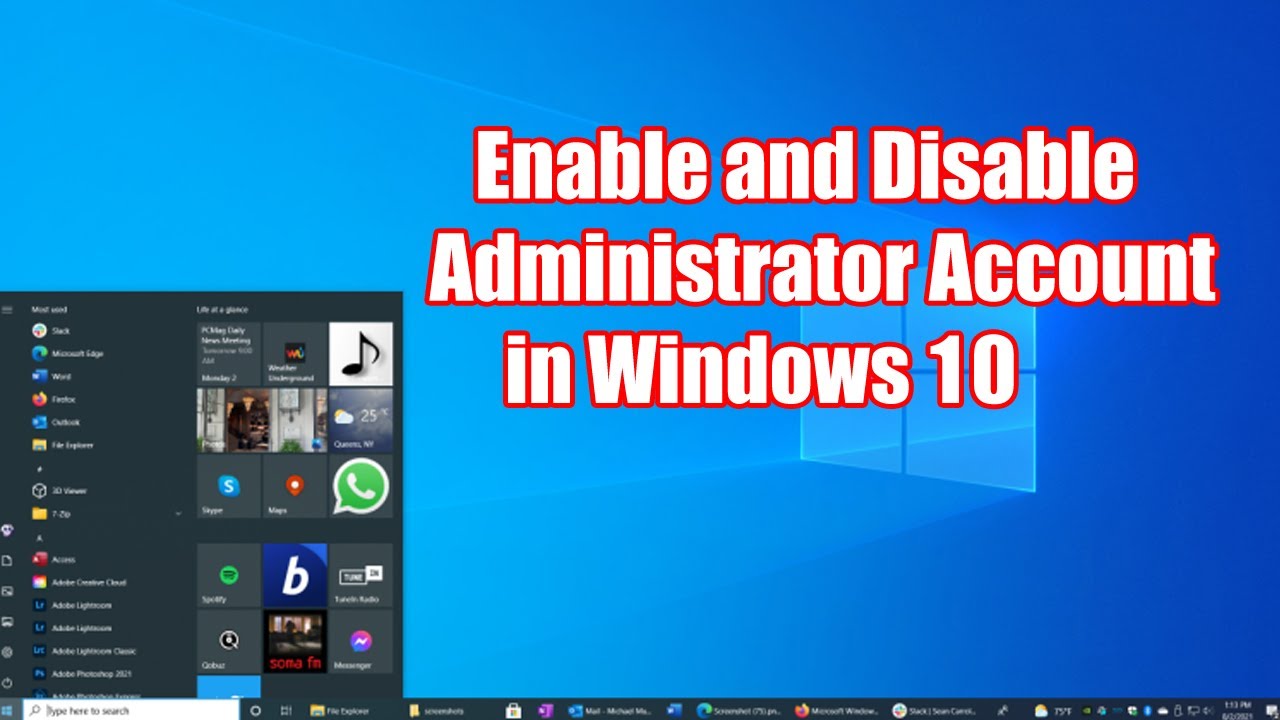 How to enable and Disable administrator account in windows 10 - YouTube