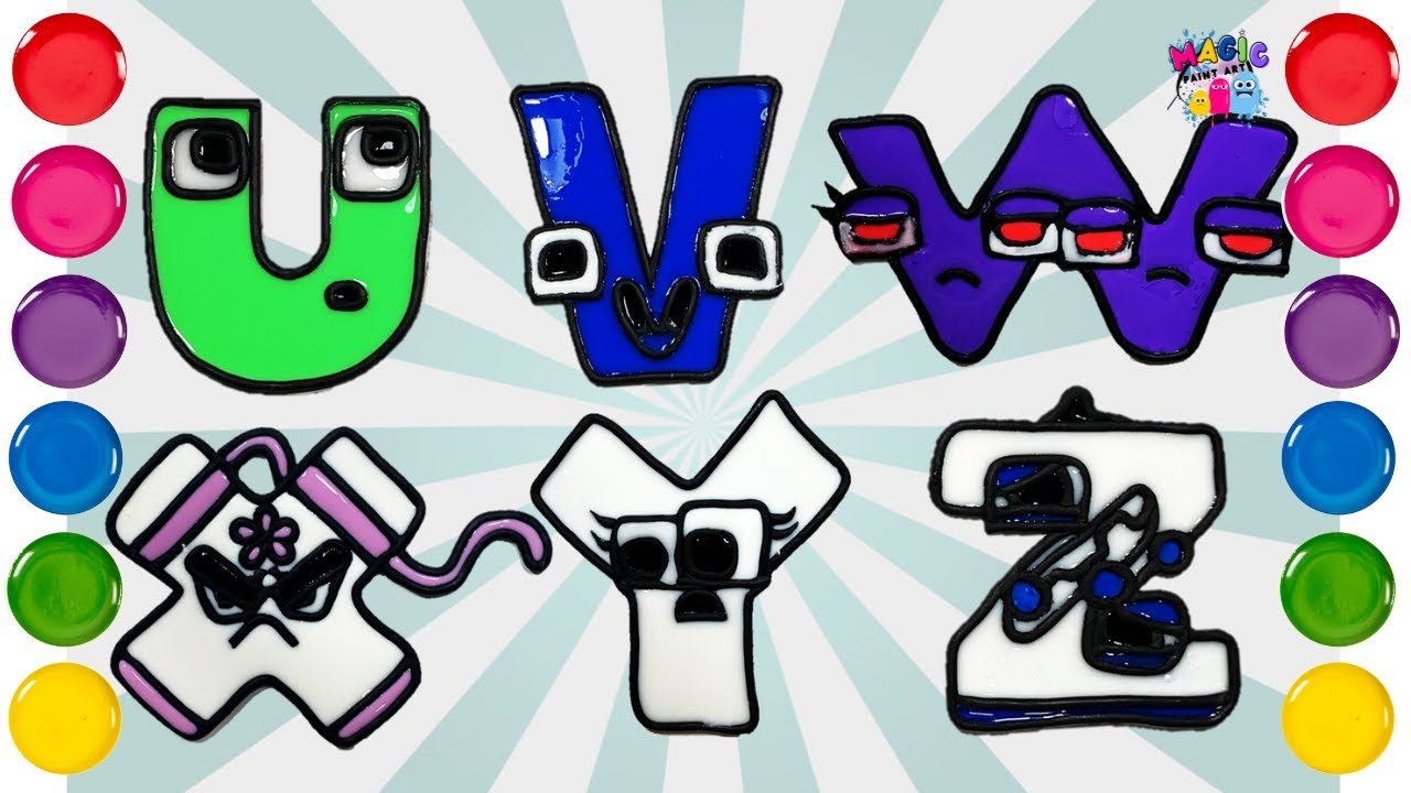 Colorful Journey through Letters! Painting Alphabet Lore U V W X Y Z ...