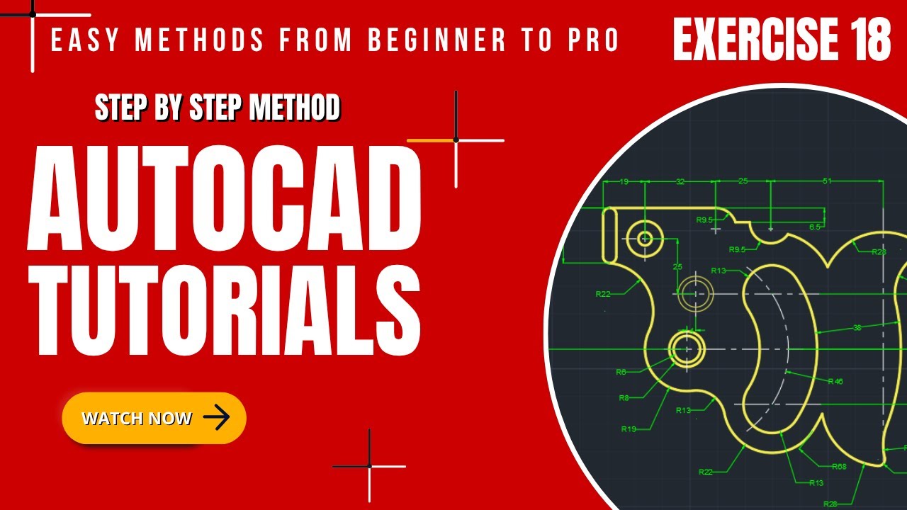 | Exercise 18 | AutoCAD For Beginners | Drawings with Solutions | Step ...