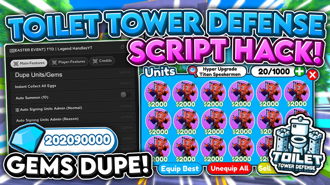 UPDATE Toilet Tower Defense Script HACK Units DUPE Gems HACK | AUTO ...