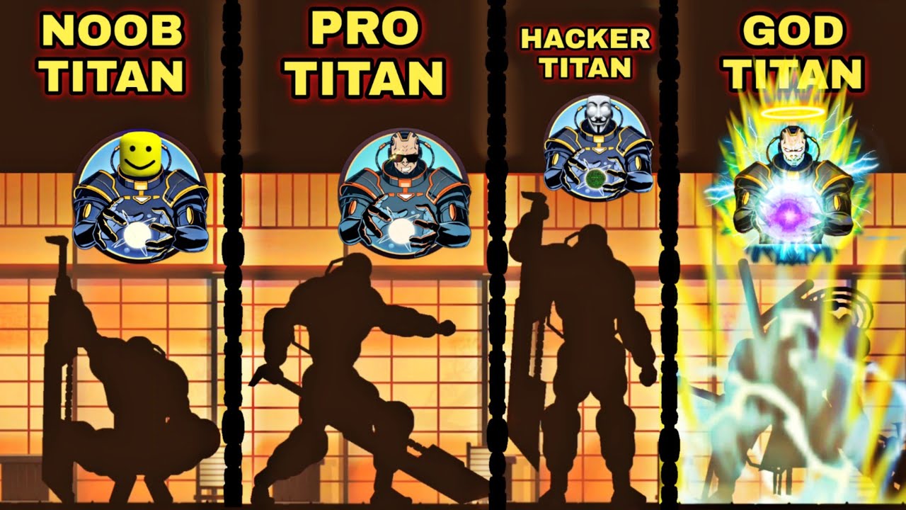 Shadow Fight 2 Noob Vs Pro Vs Hacker Vs God Titans - YouTube