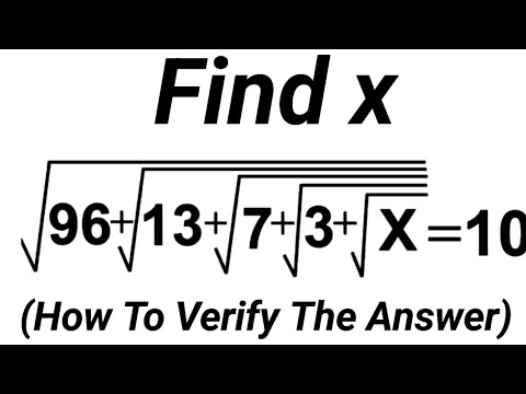 Find x and verify the Answer. Nice Math Square Root Problem.#maths # ...