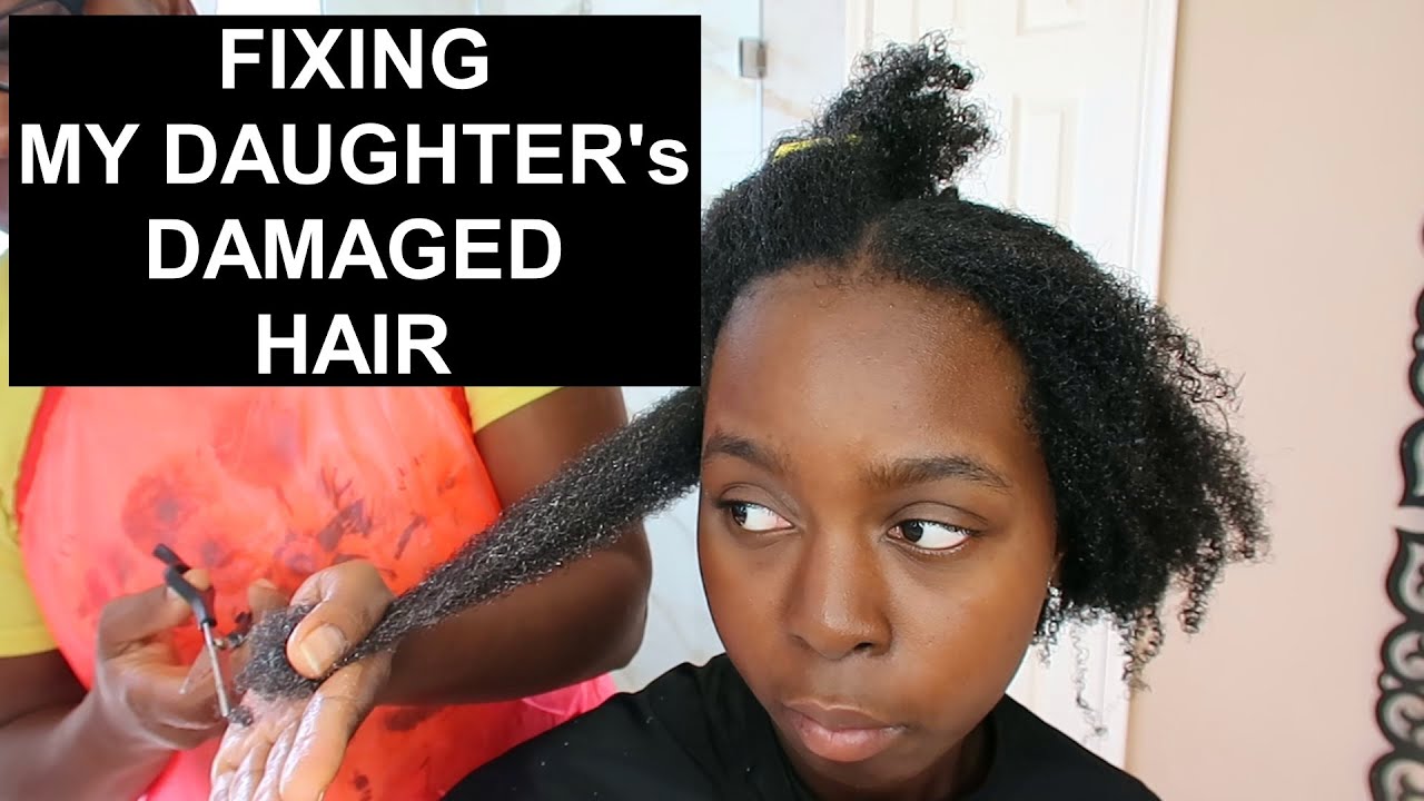 Fixing My Daughter's Damaged Natural Hair (Day 1) - YouTube