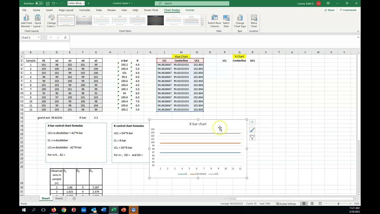 X-bar and R control charts in Excel - YouTube