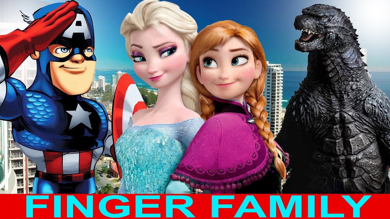 Joker Frozen Elsa Finger Family | Captain America Godzilla Dinosaur ...