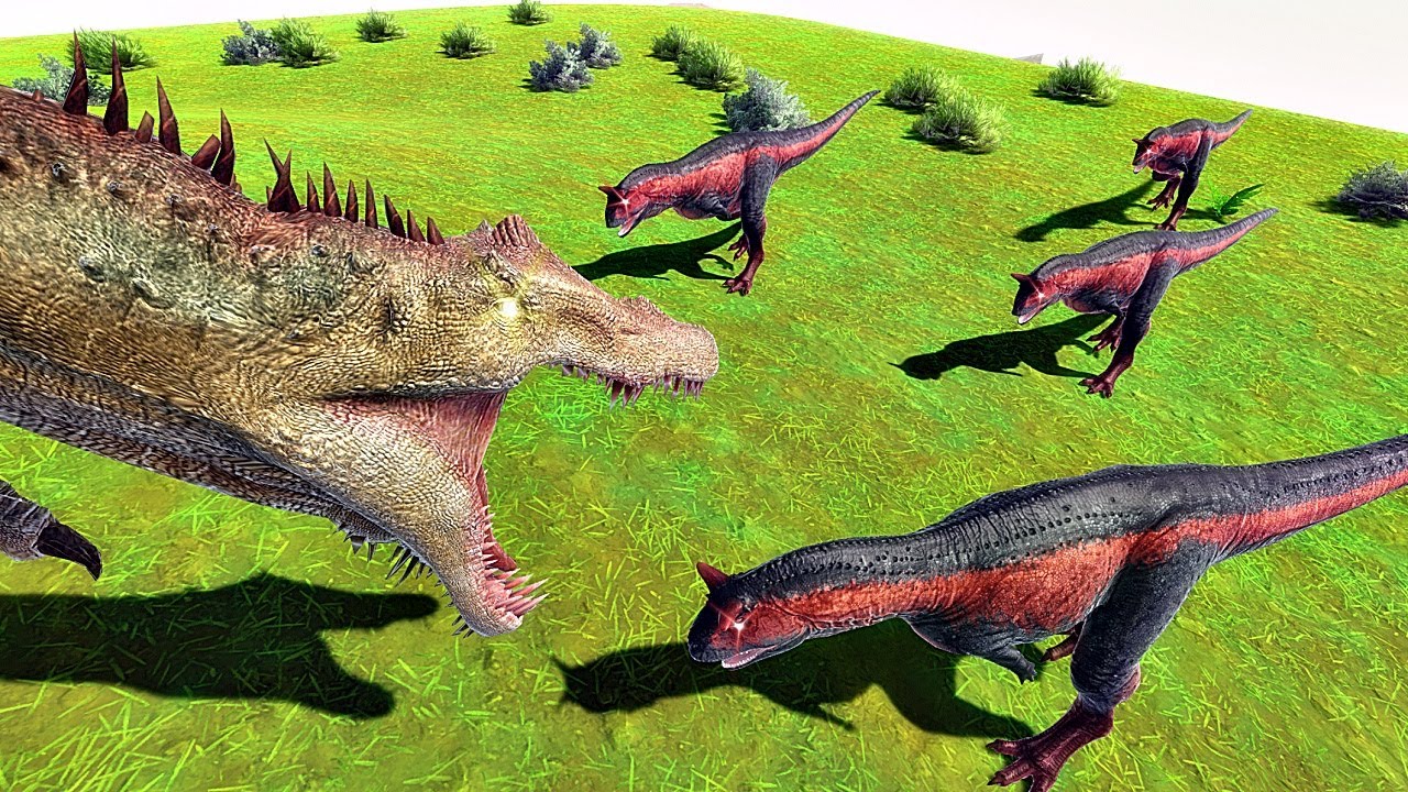 Spinosaurus VS Carnotaurus Squad | dinosaurs fighting | animal revolt ...