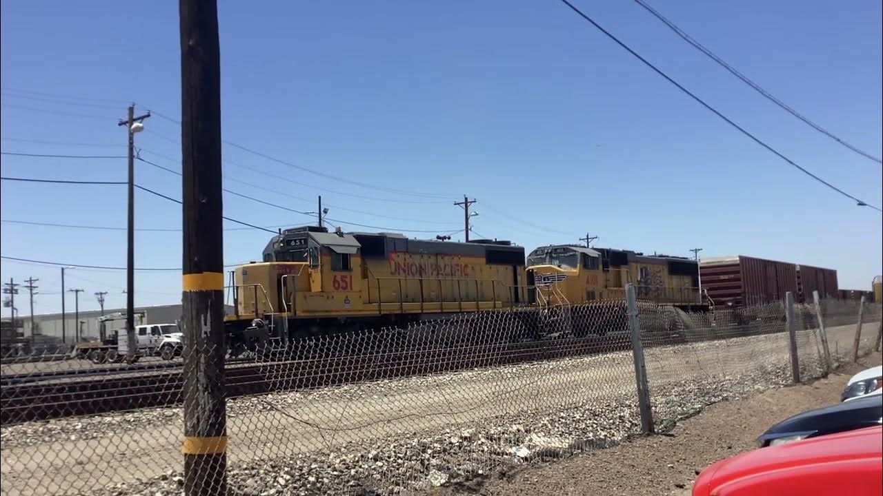 UP 1377 stops for switch and backs up - YouTube