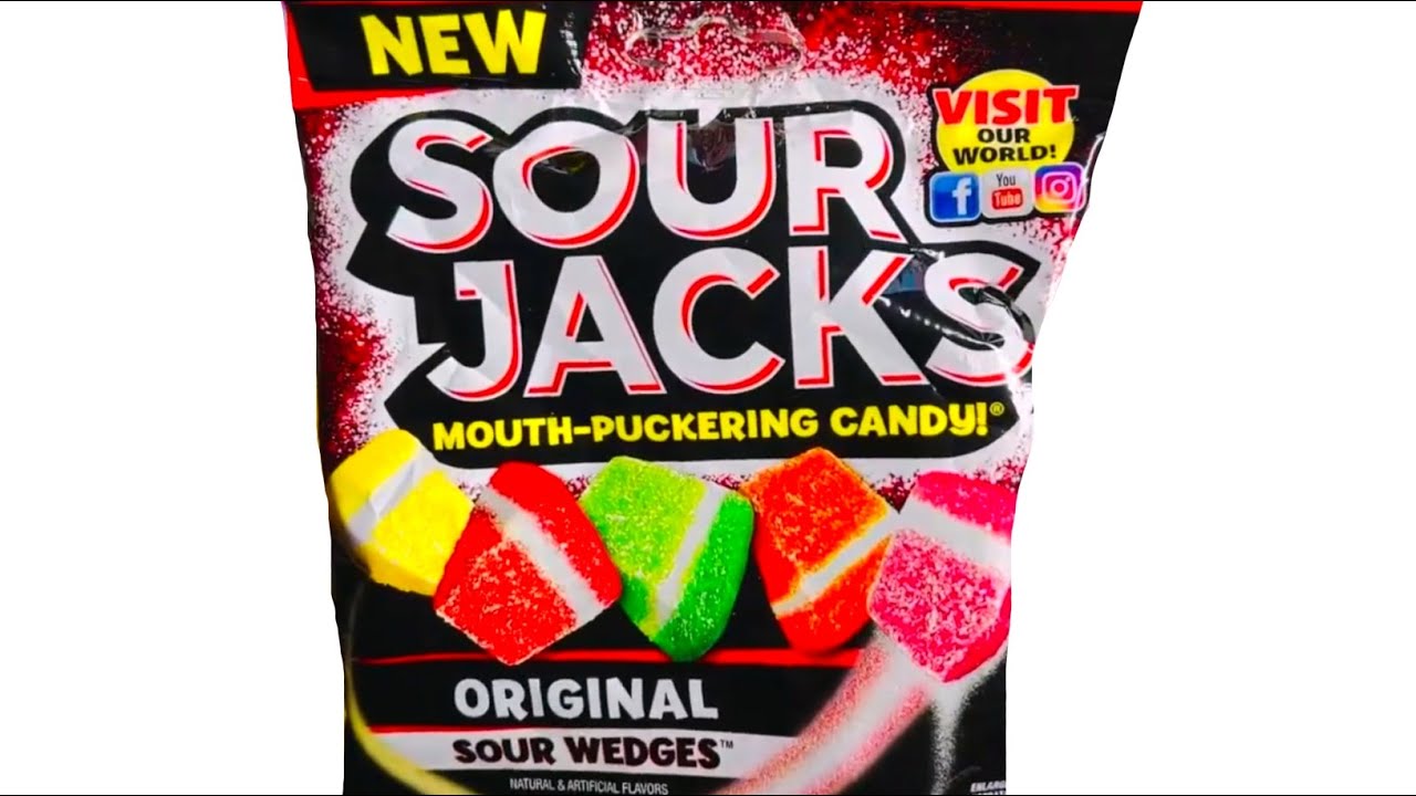 Opening New Sour Jacks Sour wedges gummy candy - YouTube