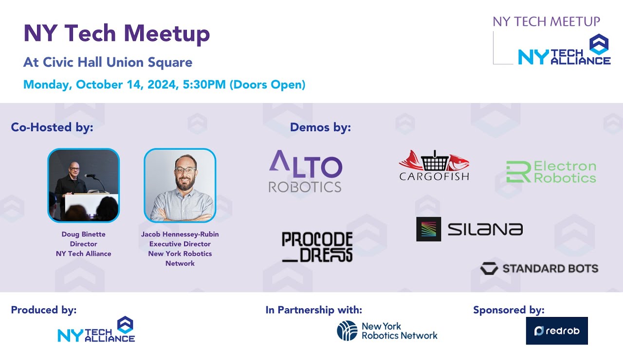 October 2024 NY Tech Meetup Live at Civic Hall - The Latest in Robotics ...