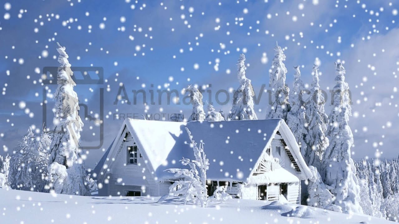 Slow Snow Fall Over House in Winter Motion Video - YouTube