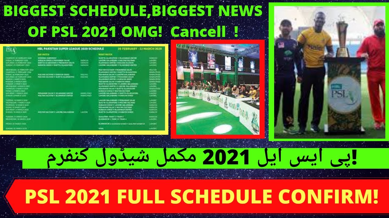 PSL 2021 | PSL 2021 Schedule Announced! | Psl 6 Confirm Schedule | Big ...